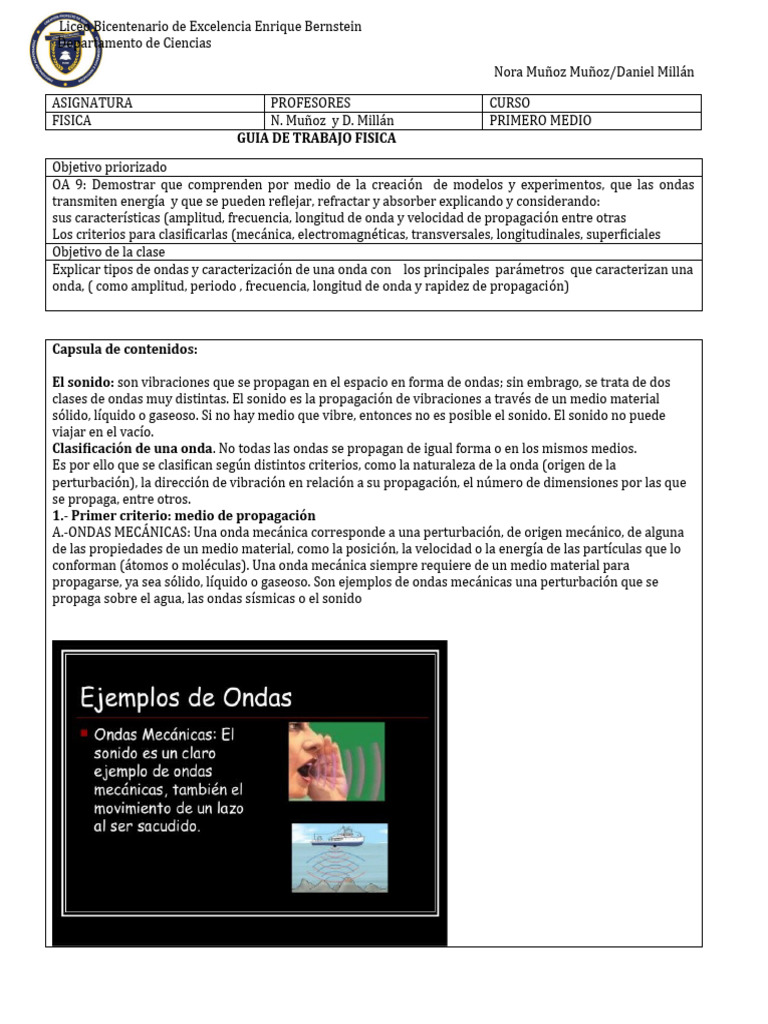 fisica primero medio DIEGO | PDF | Olas | Longitud de onda