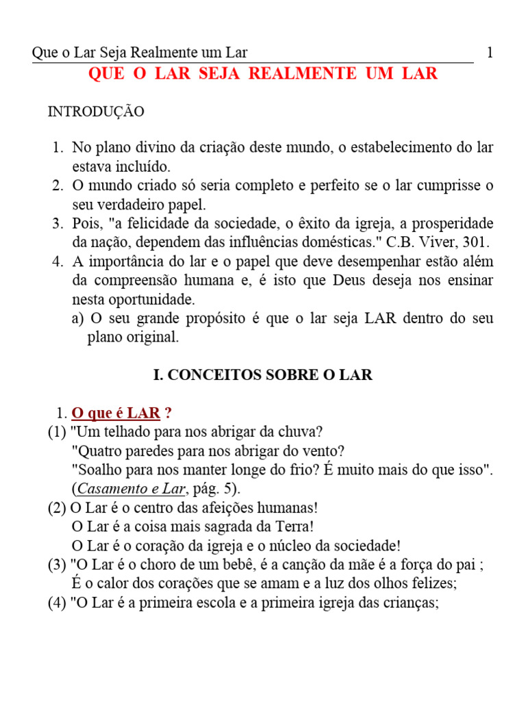 Importância e Princípios do Lar Verdadeiro | PDF | Amor | Oração