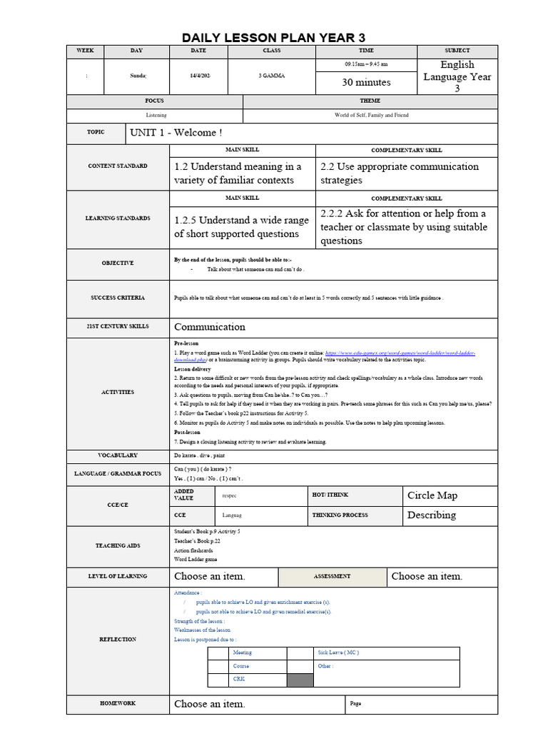 Year 3 English Revision Lesson Plans | PDF | Lesson Plan | Teachers