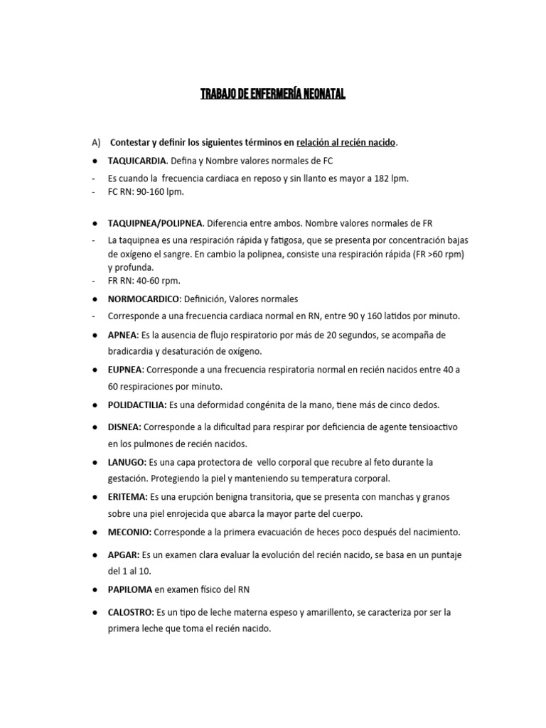 Bárbara Bautista Y. Trabajo Neonatal 1 | PDF | Infantes | Vómitos