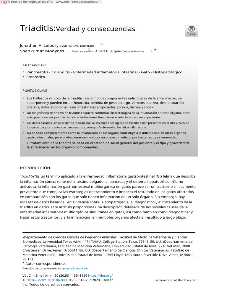 Triaditis Verdad y Consecuencias - En.es | PDF | Inflamación | Sistema ...