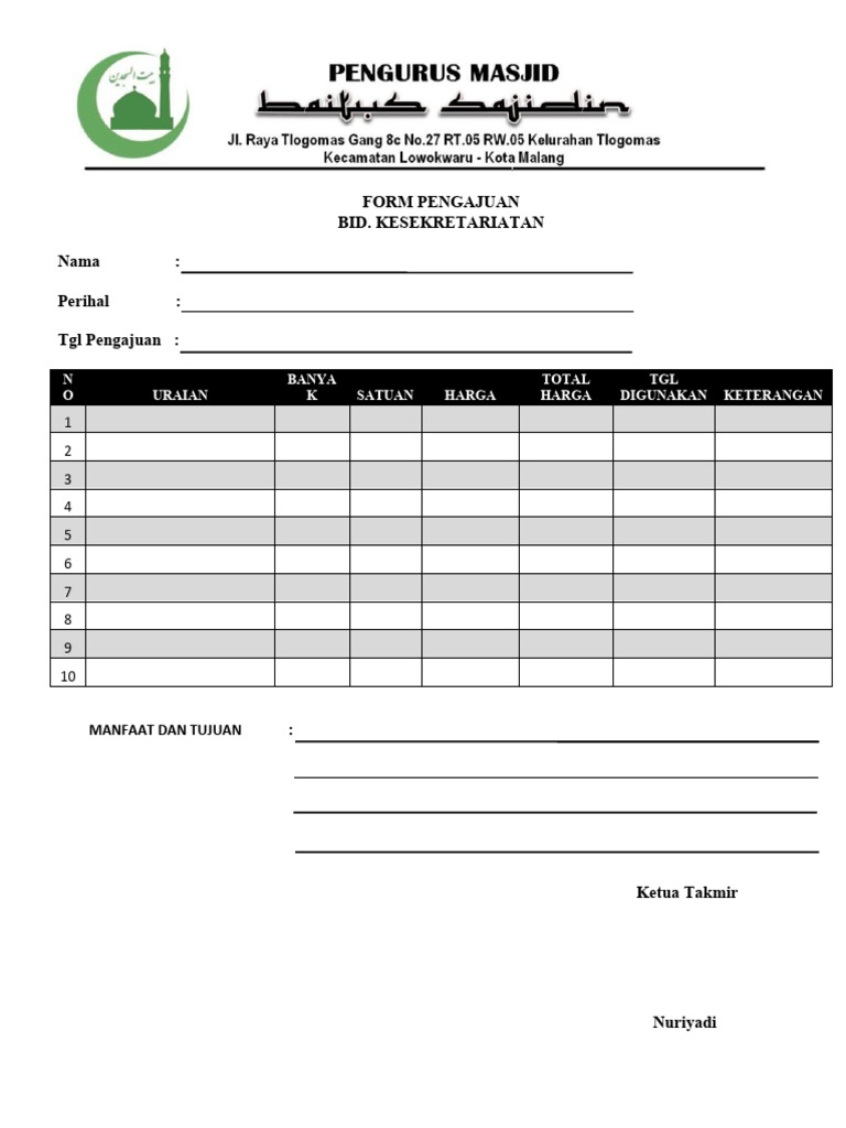 Form Pengajuan | PDF