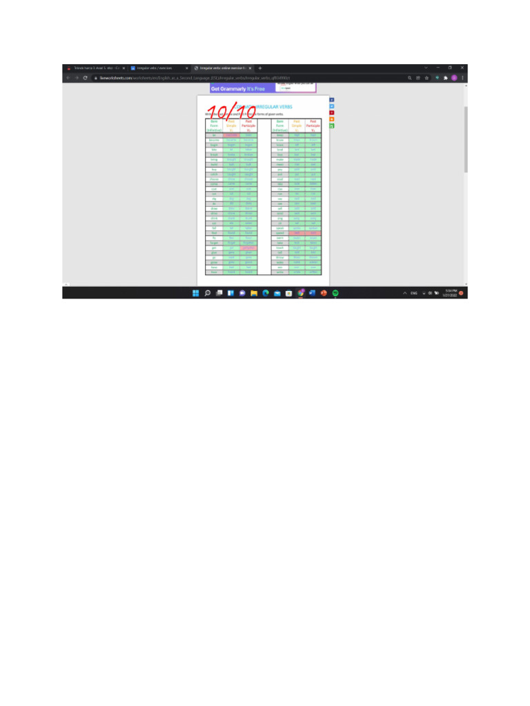 Irregular Verbs Pdf