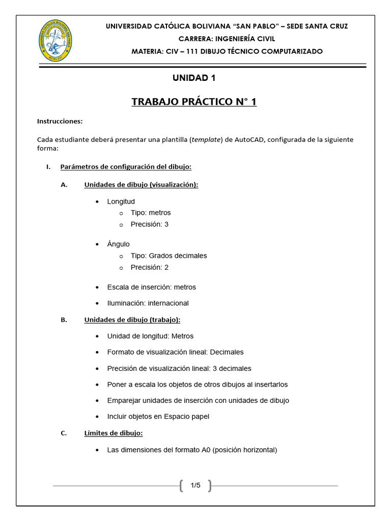 Instrucciones Trabajo Práctico U-1 | PDF | Dibujo
