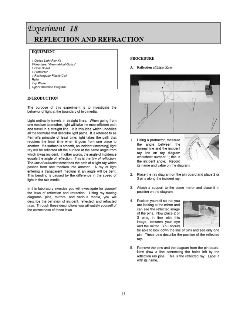 Experiment 18 | PDF | Optics | Reflection (Physics)
