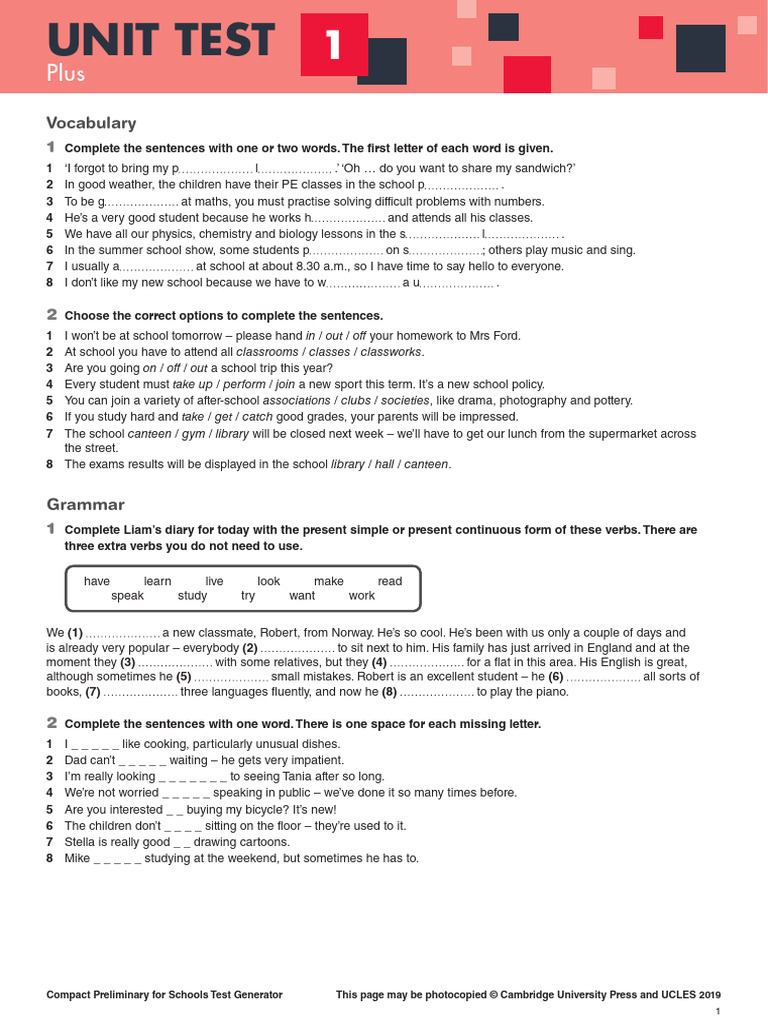 COMPACT PFS TG Unit Test 01 Plus | PDF | Linguistics | Human Communication