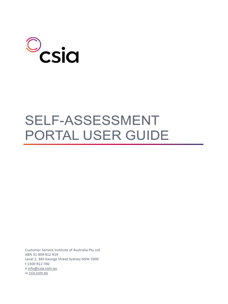 CSIA Self-Assessment Portal User Guide | Download Free PDF | Microsoft ...