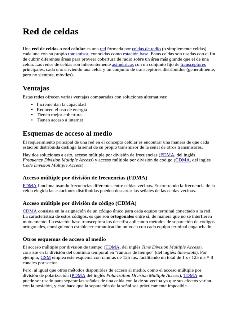 Ventajas de las Redes Celulares | PDF | Red celular ...