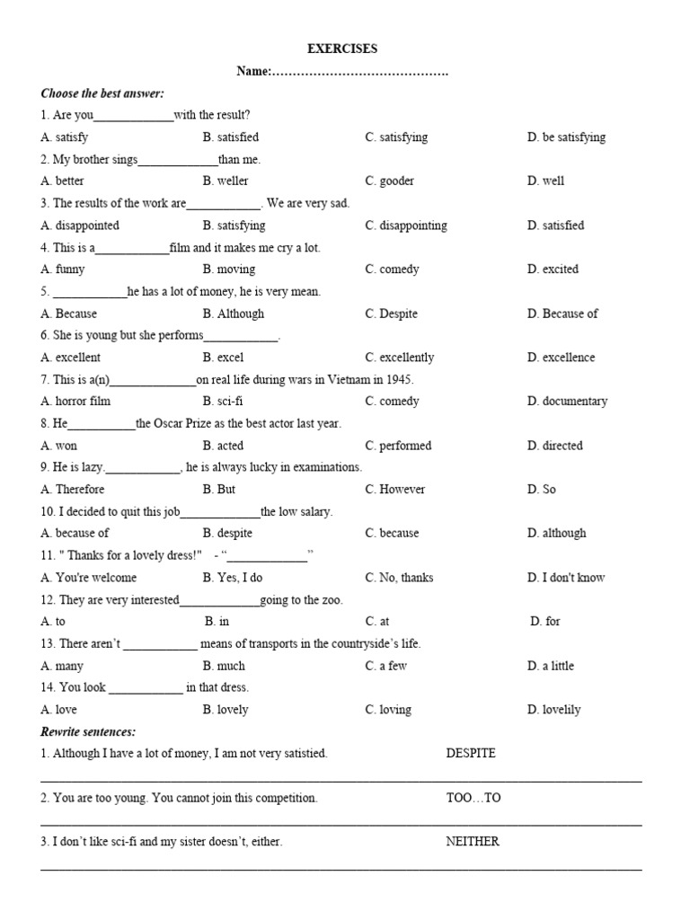 English 7 Unit 8 Thi Diem | PDF