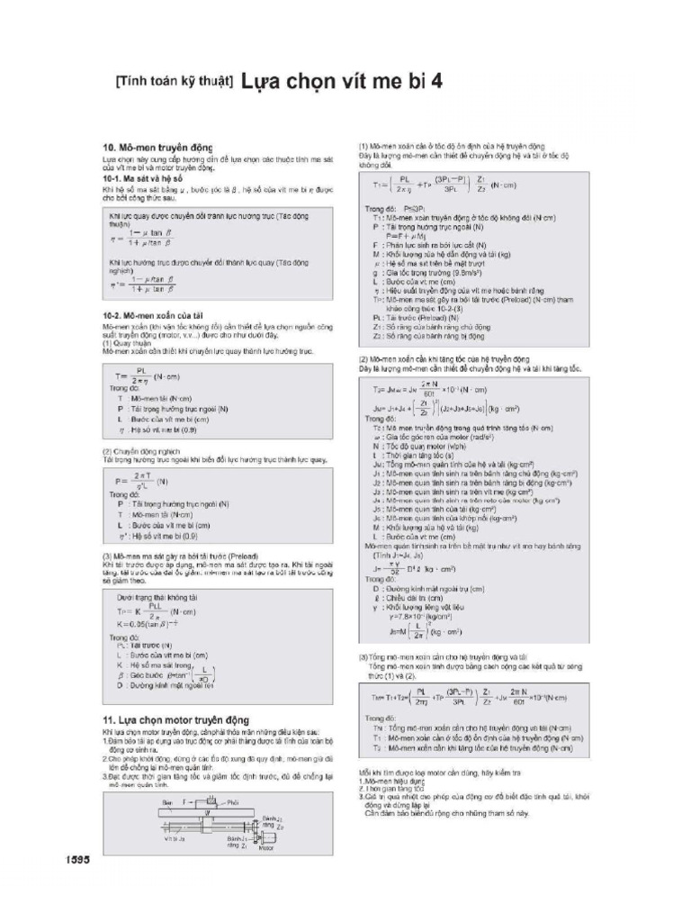 Tính toán lựa chọn vít me - phần 4 | PDF