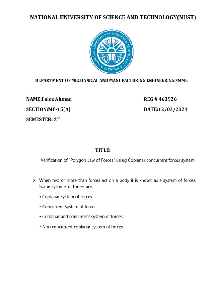 Lab Report of Mechanics Lab | PDF | Force | Classical Mechanics