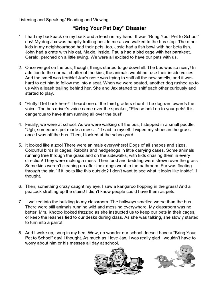 Bring Your Pet To School Comprehension | PDF | Language Arts & Discipline