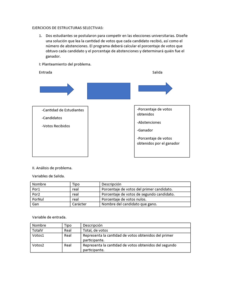 Ejercicios de Estructuras Selectivas | PDF | Algoritmos | Matemáticas ...