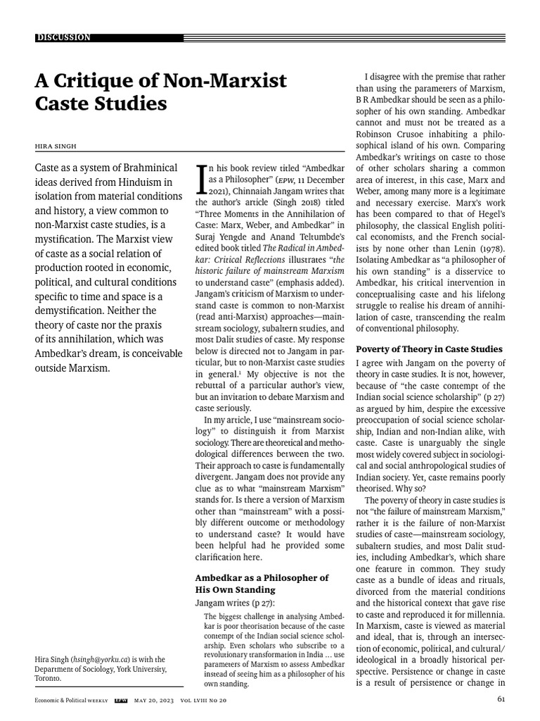 Marxist Lens on Caste Studies | PDF | Marxism | Karl Marx