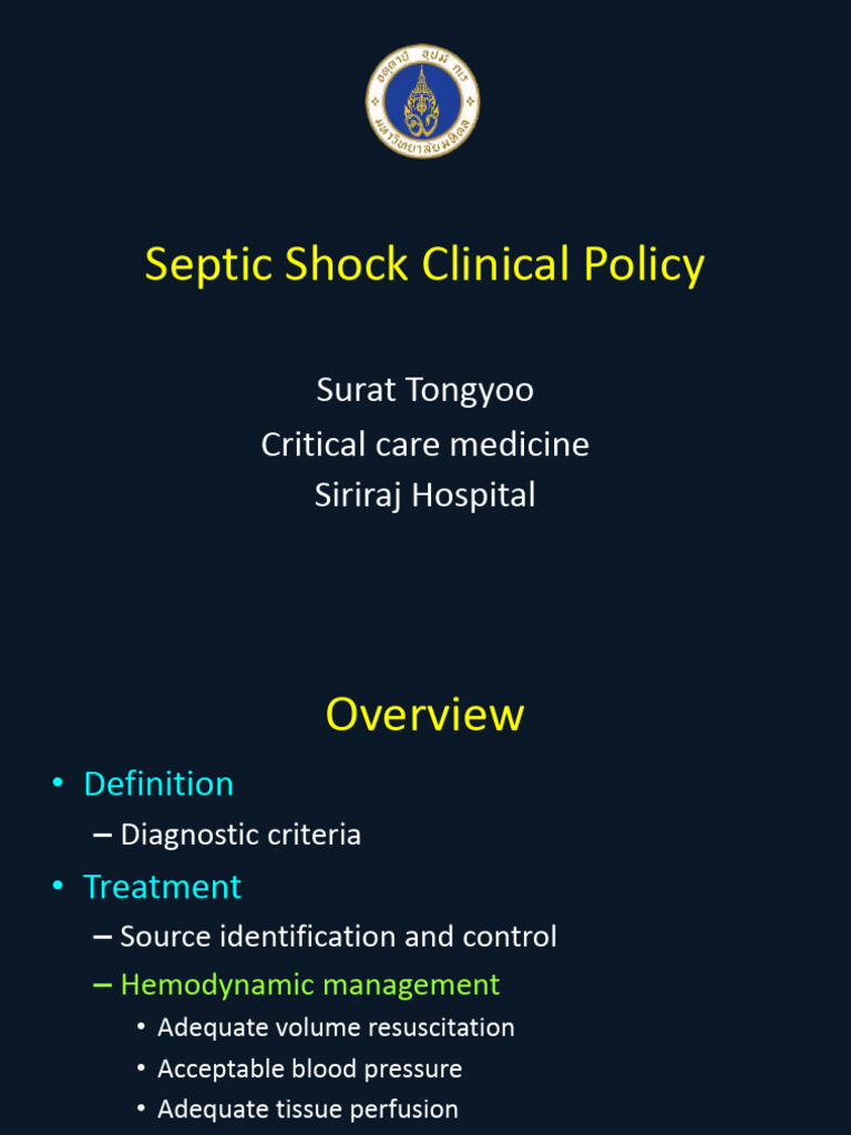 Surat-2019 Septic Shock Clinical Policy | PDF | Sepsis | Shock ...