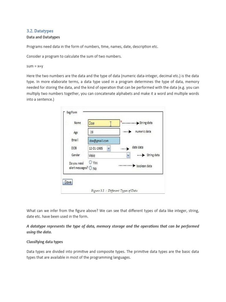 Data and Datatypes | PDF | Data Type | Computer Program