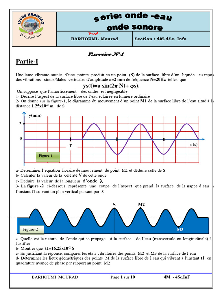 Ondes à la surface de l'eau : exercices | PDF | Vagues | Fréquence