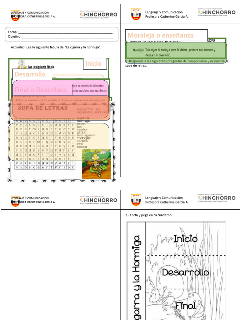Guia la Fabula La hormiga y la cigarra | PDF