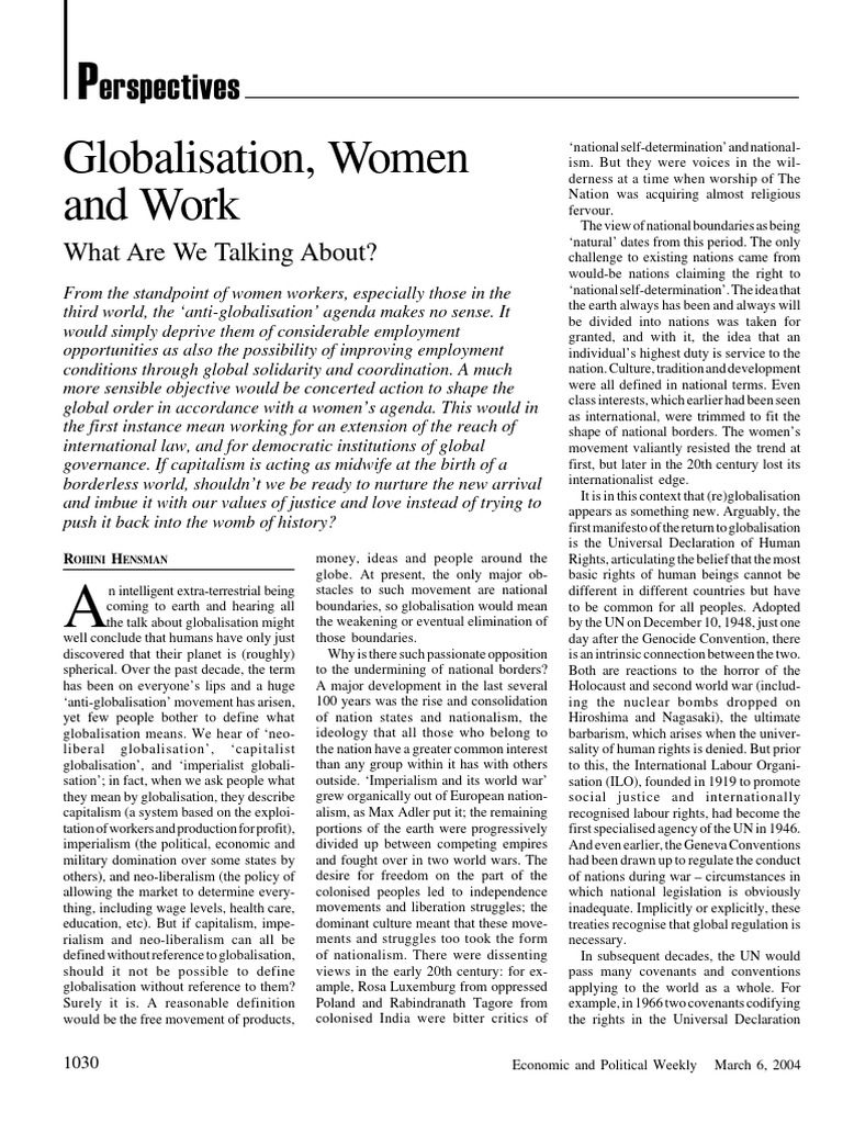 Globalisation Women and Work | PDF | Employment | Globalization