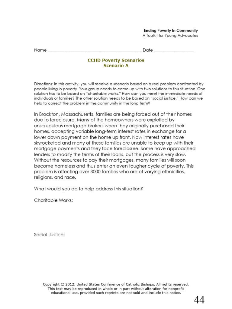 Poverty Scenarios | PDF | Poverty | Poverty & Homelessness