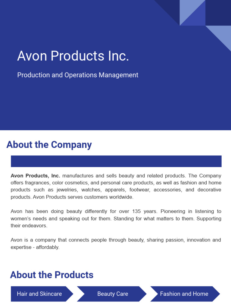 Avon Products: Manufacturing & Operations Overview | PDF | Cosmetics ...
