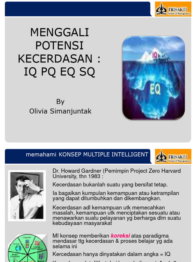 Menggali Potensi Kecerdasan IQ PQ EQ SQ | PDF