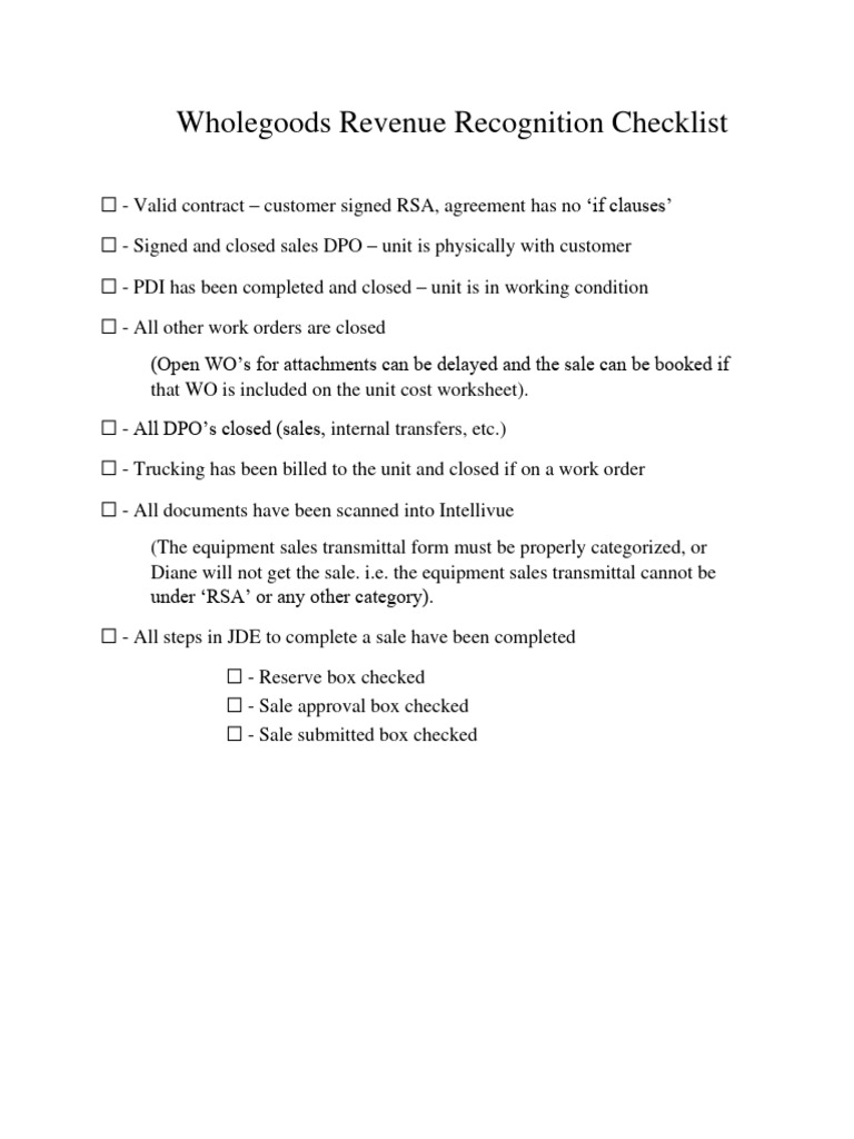 Revenue+Recognition+Checklist | PDF