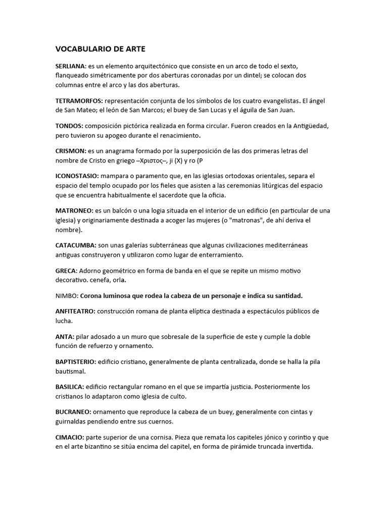 Glosario de Términos de Arte | PDF | Iglesia (edificio) | templo