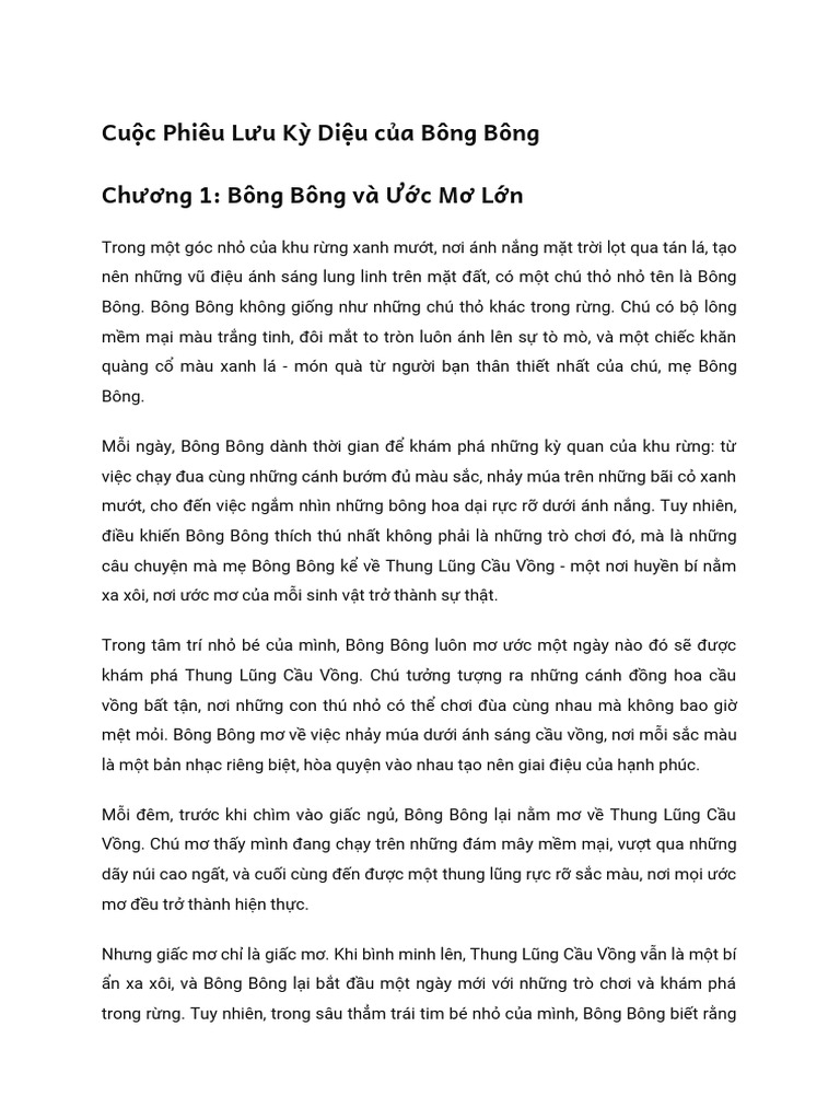 Cuộc Phiêu Lưu Kỳ Diệu của Bông Bông | PDF