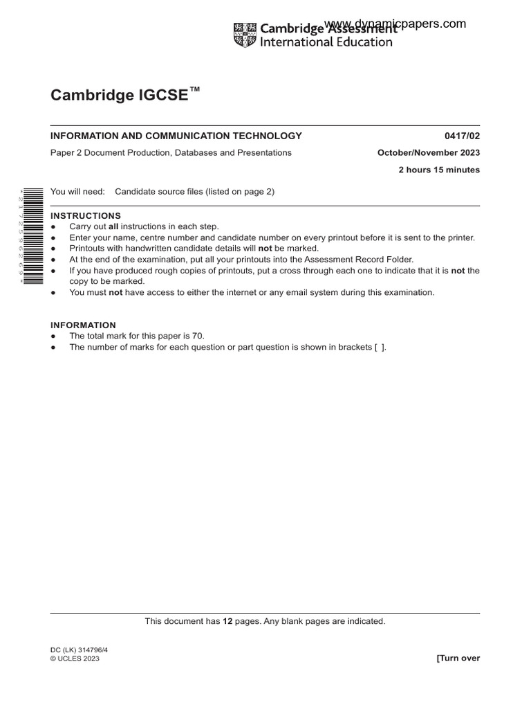 Ict Paper 2 | PDF | Paragraph | Comma Separated Values