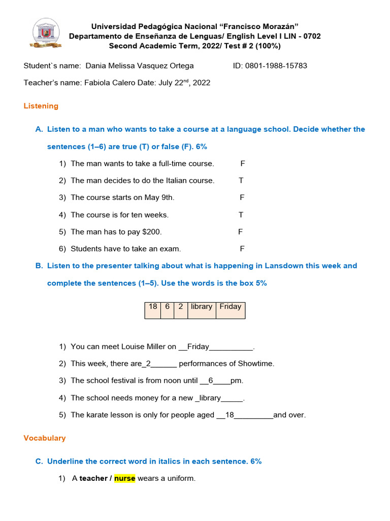 Exam 2 - level 1 -2022 | PDF