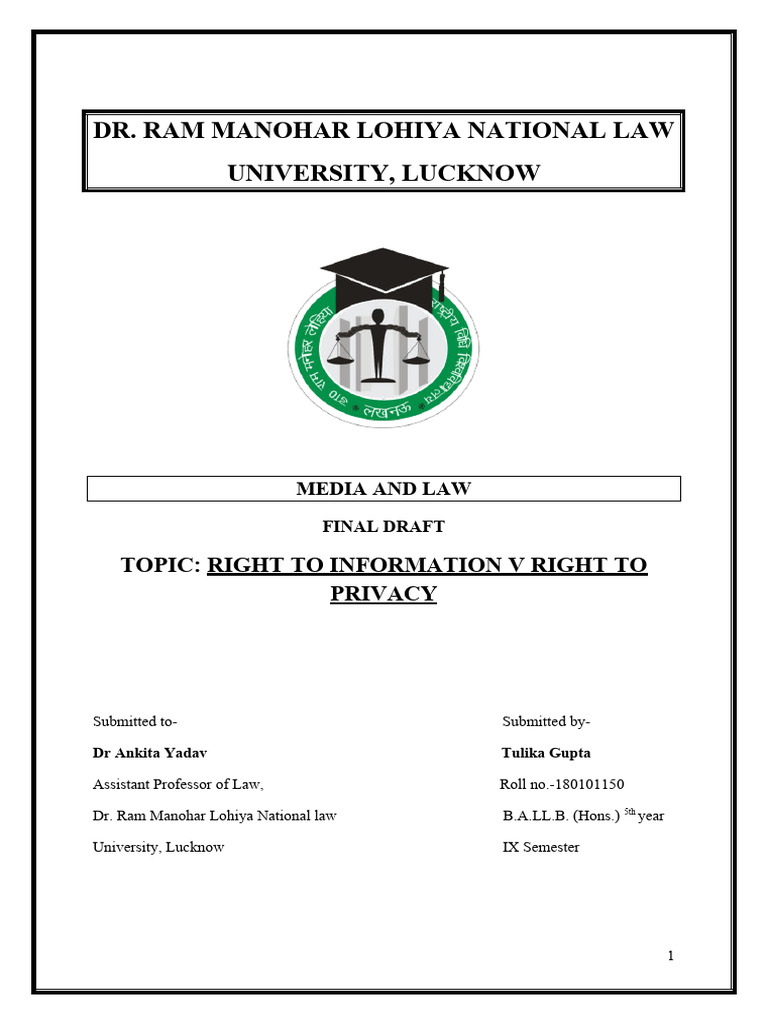Media and Law Project | Download Free PDF | Right To Privacy | Freedom ...