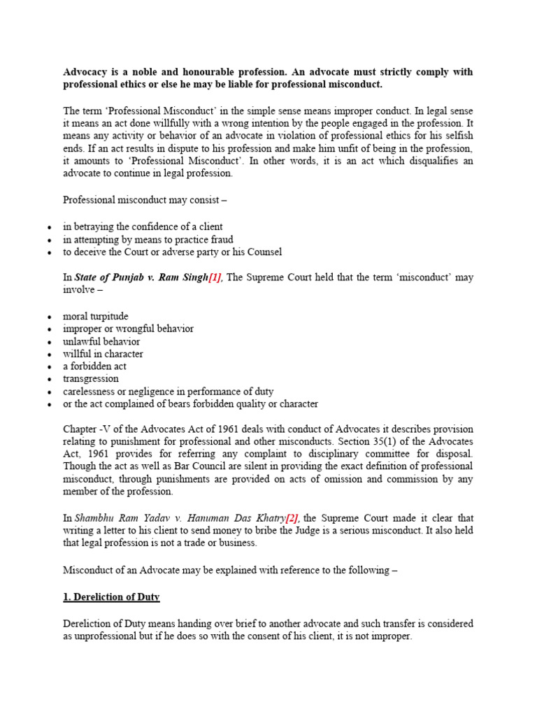 Misconduct | PDF | Advocate | Professional Ethics