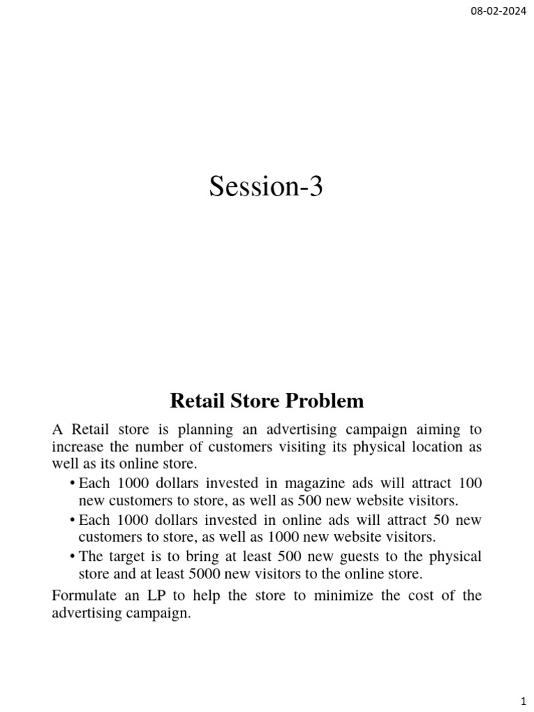 Session-3 - Optimal Soln | PDF | Mathematical Optimization | Linear Programming
