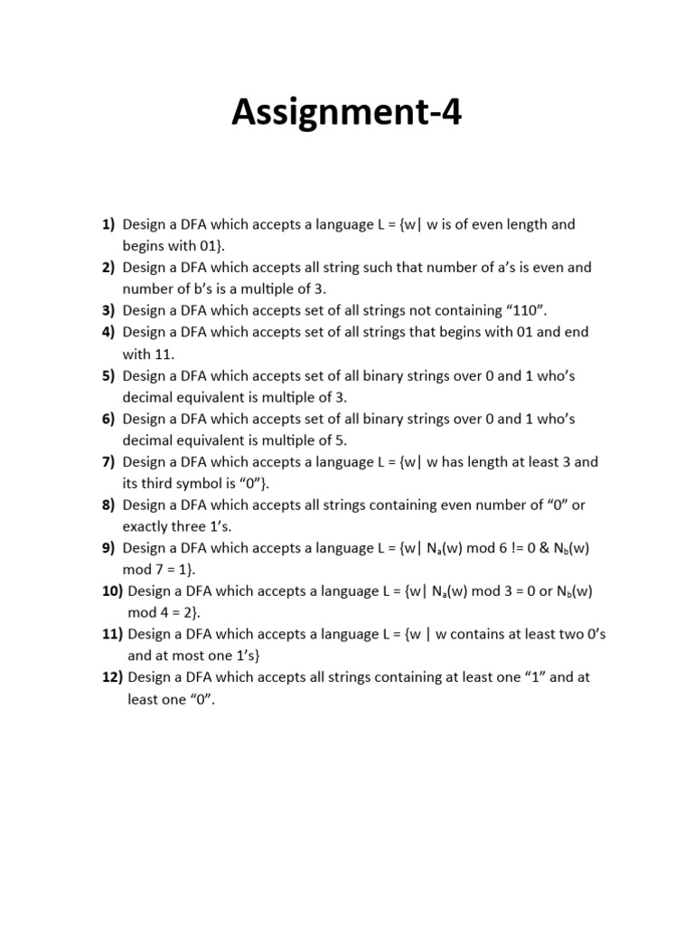 Assignment 4 (1) - Theory of Computation | PDF | Regular Expression | Numbers