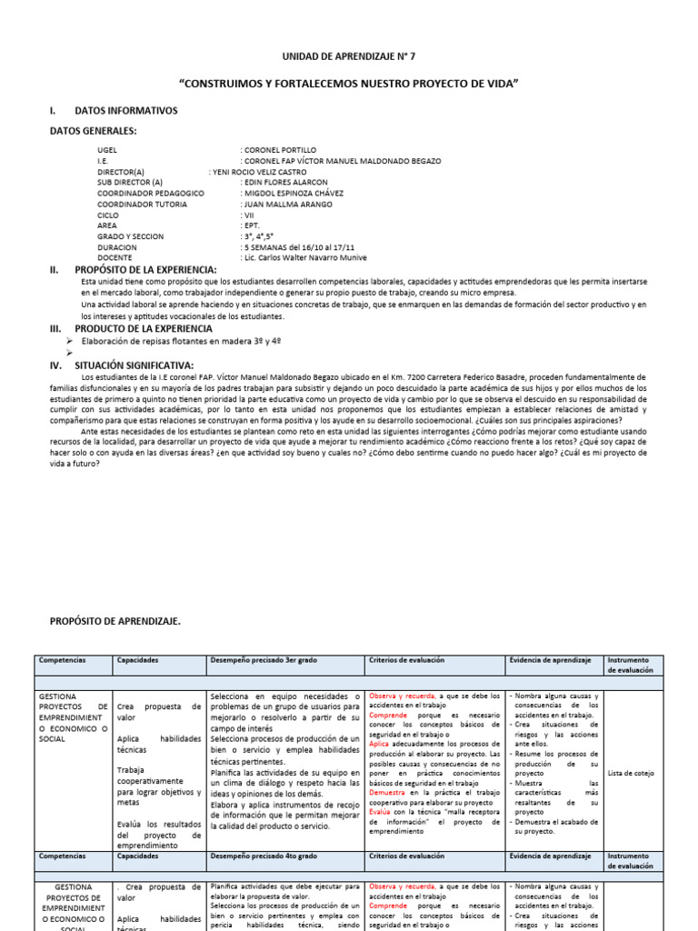 EdA 7-EPT. | PDF | Evaluación | Aprendizaje