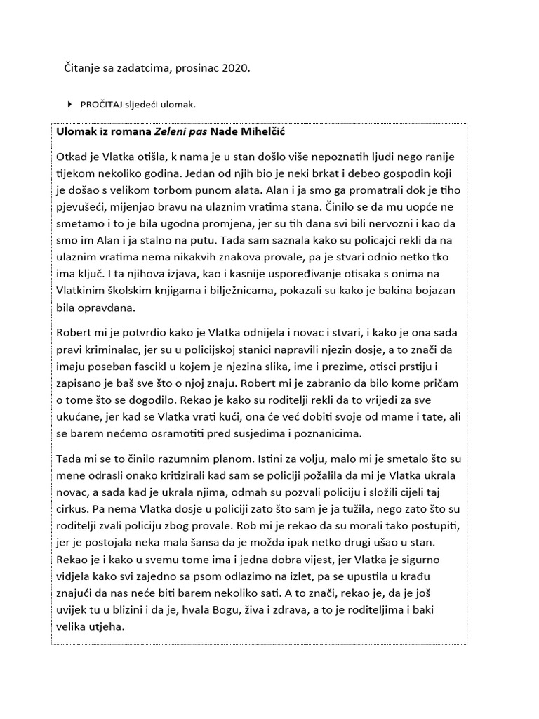 Čitanje S Razumijevanjem - 7.r | PDF