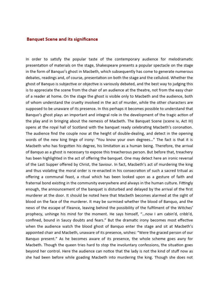 Banquet Scene's Role in Macbeth | PDF | Macbeth