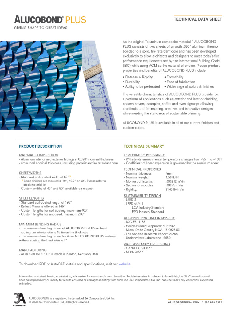 ALUCOBOND PLUS - Tech Data Sheet (12.21) | PDF | Strength Of Materials ...