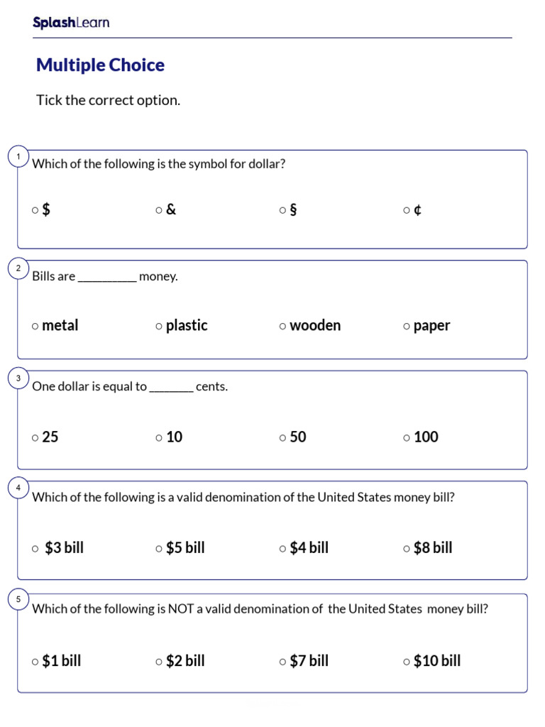 Complete Sentences On Money | PDF