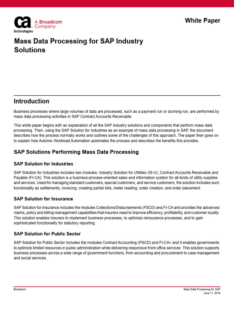 Mass Data Processing For Sap Industry Solutions | PDF | Automation ...