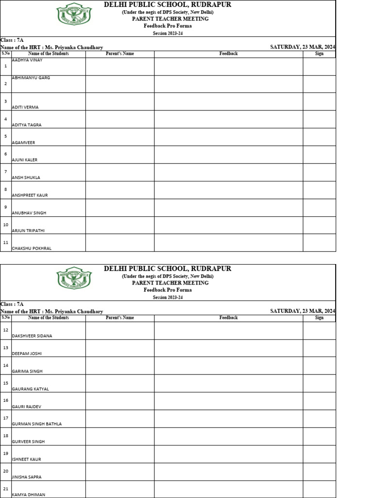PTM Feed Back Form | PDF