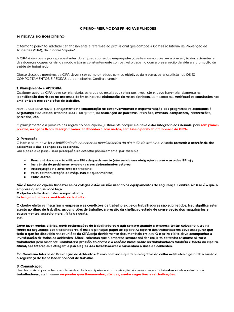 Funções e Regras do Cipeiro | PDF | Planejamento | Promoção de saúde