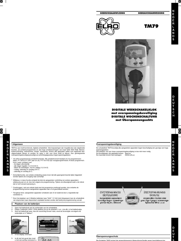 handleiding elro tm79 timer | PDF