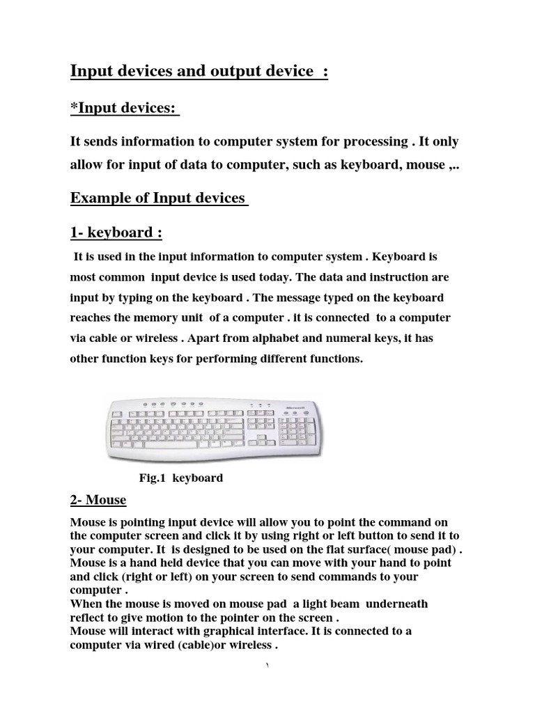 Input and Output Devices | PDF | Printer (Computing) | Input/Output