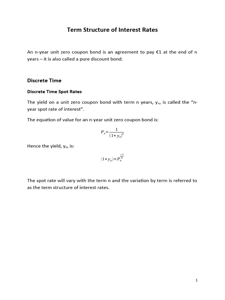 Term Structure of Interest Rates: Discrete Time | PDF | Yield Curve ...