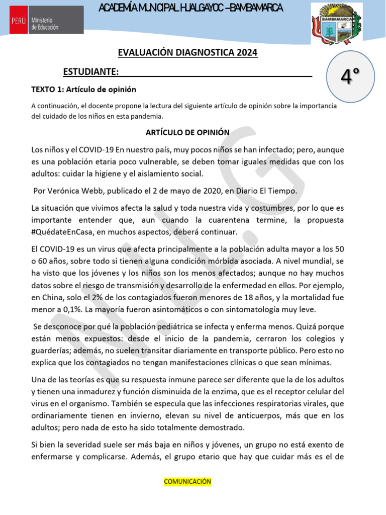 Evaluación Diagnostica 2024 Pdf Ciencias De La Salud Medicina Clinica 9528