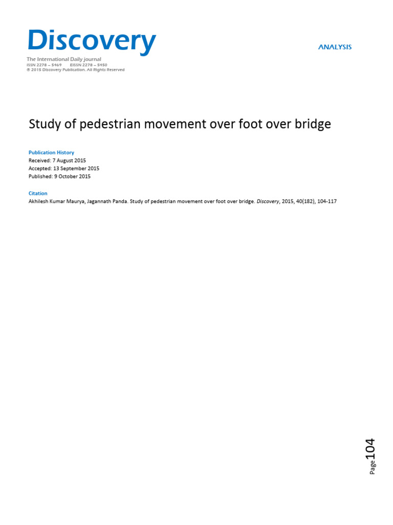 Study of Pedestrian Movement Over Foot o | PDF