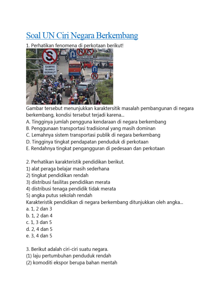 Ciri-Ciri Negara Berkembang dan Maju | PDF