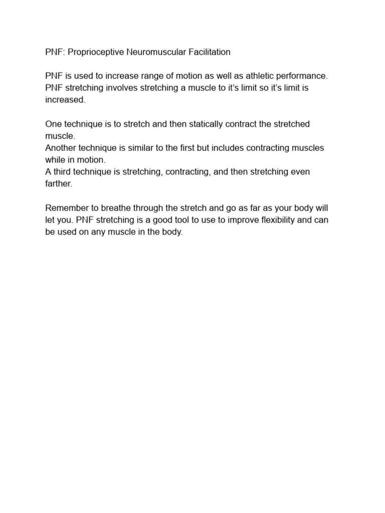 PNF Stretching | PDF | Self-Improvement | Wellness